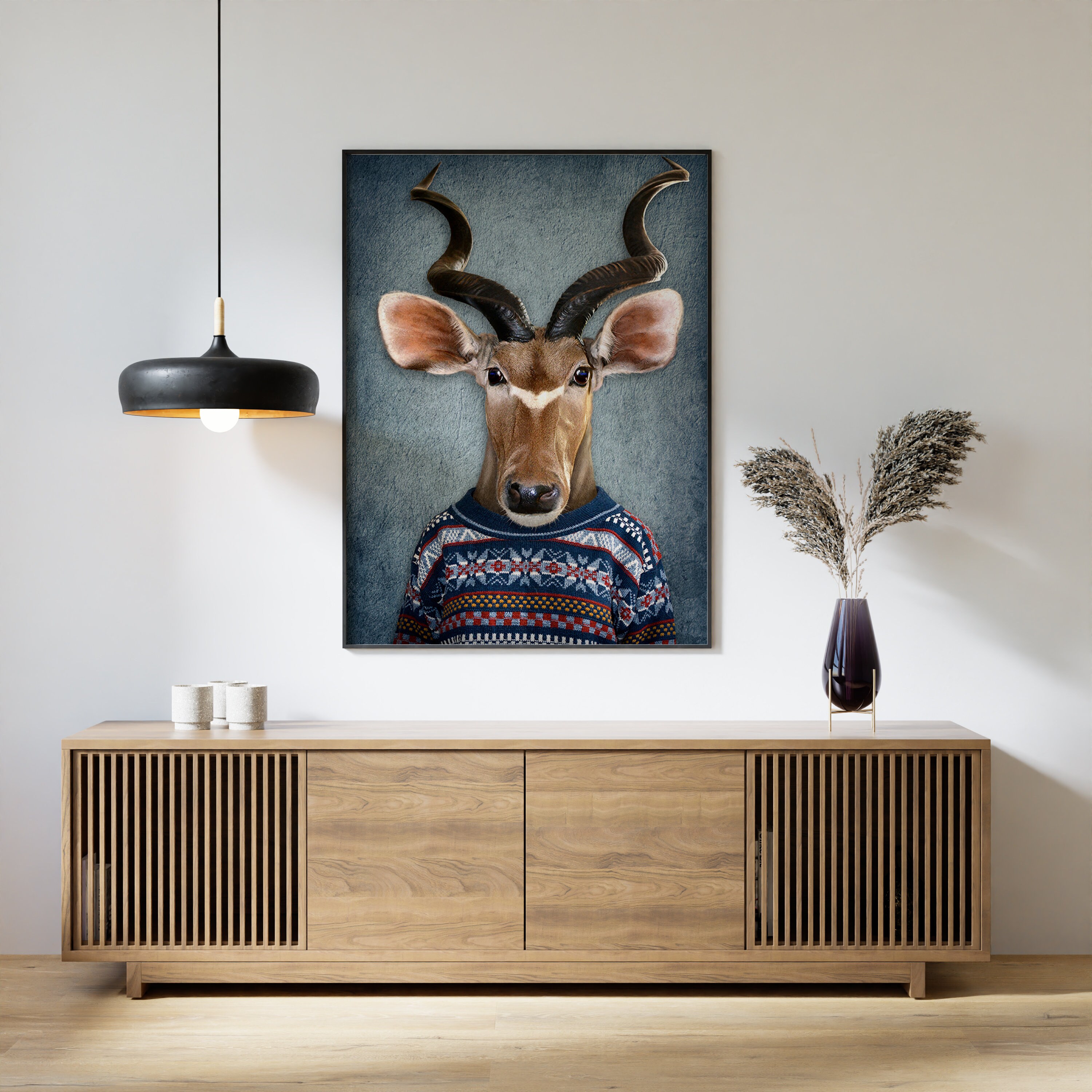 Antelope Vintage Portrait, Wintage Antelope Poster, Renaissance Animal ...