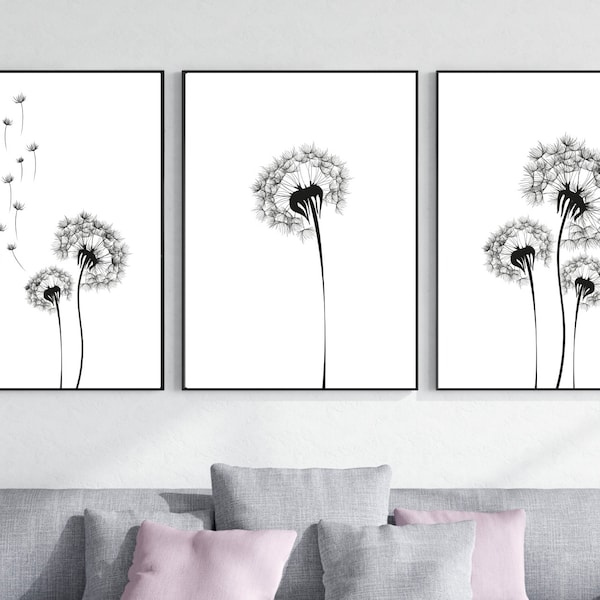 Framed Dandelion Art Set of 3 - Etsy
