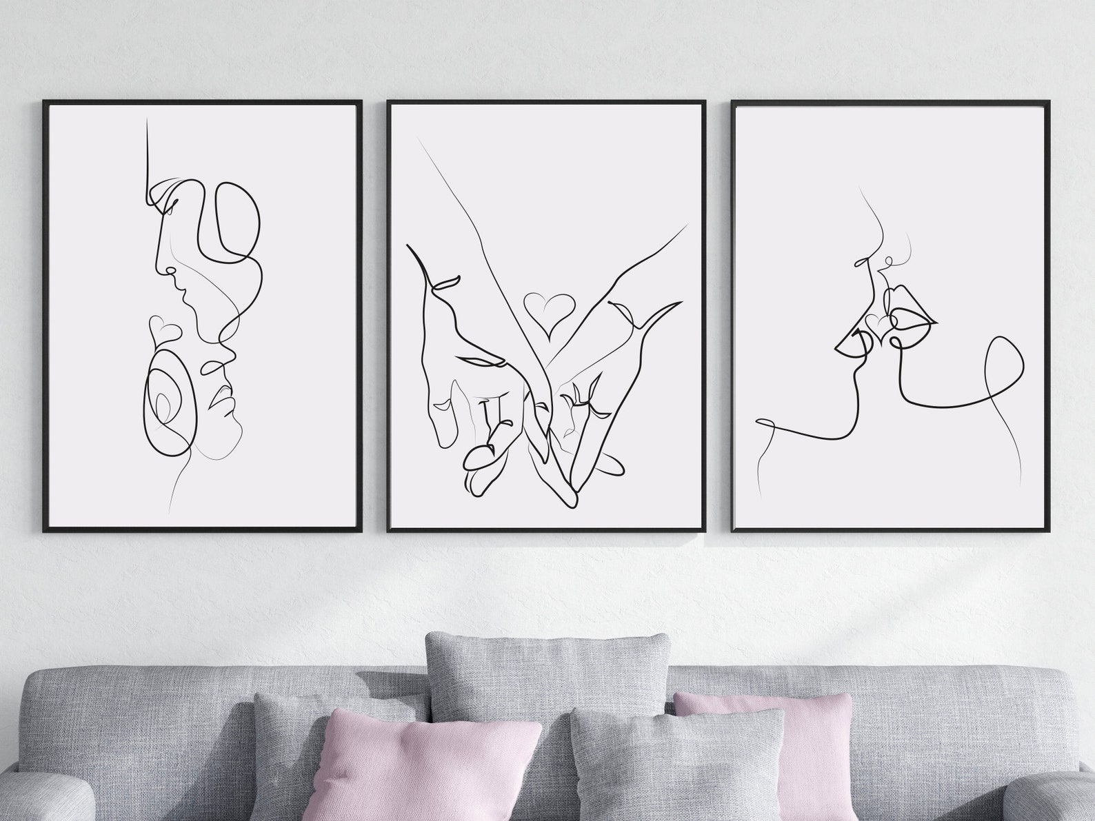 Couples Set of 3 Line Art Prints Minimalist Couple Posters - Etsy UK