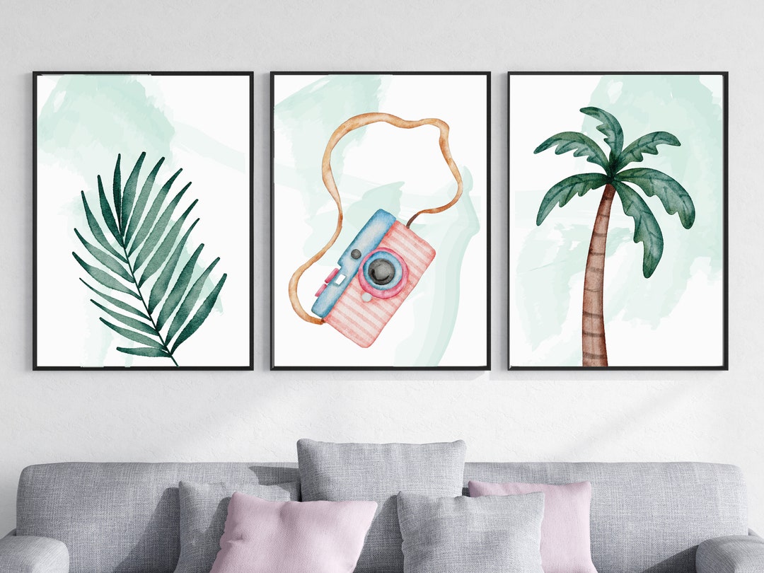 Set of 3 Watercolour Palm Tree Poster, Watercolour Palm Leaves ,palm ...