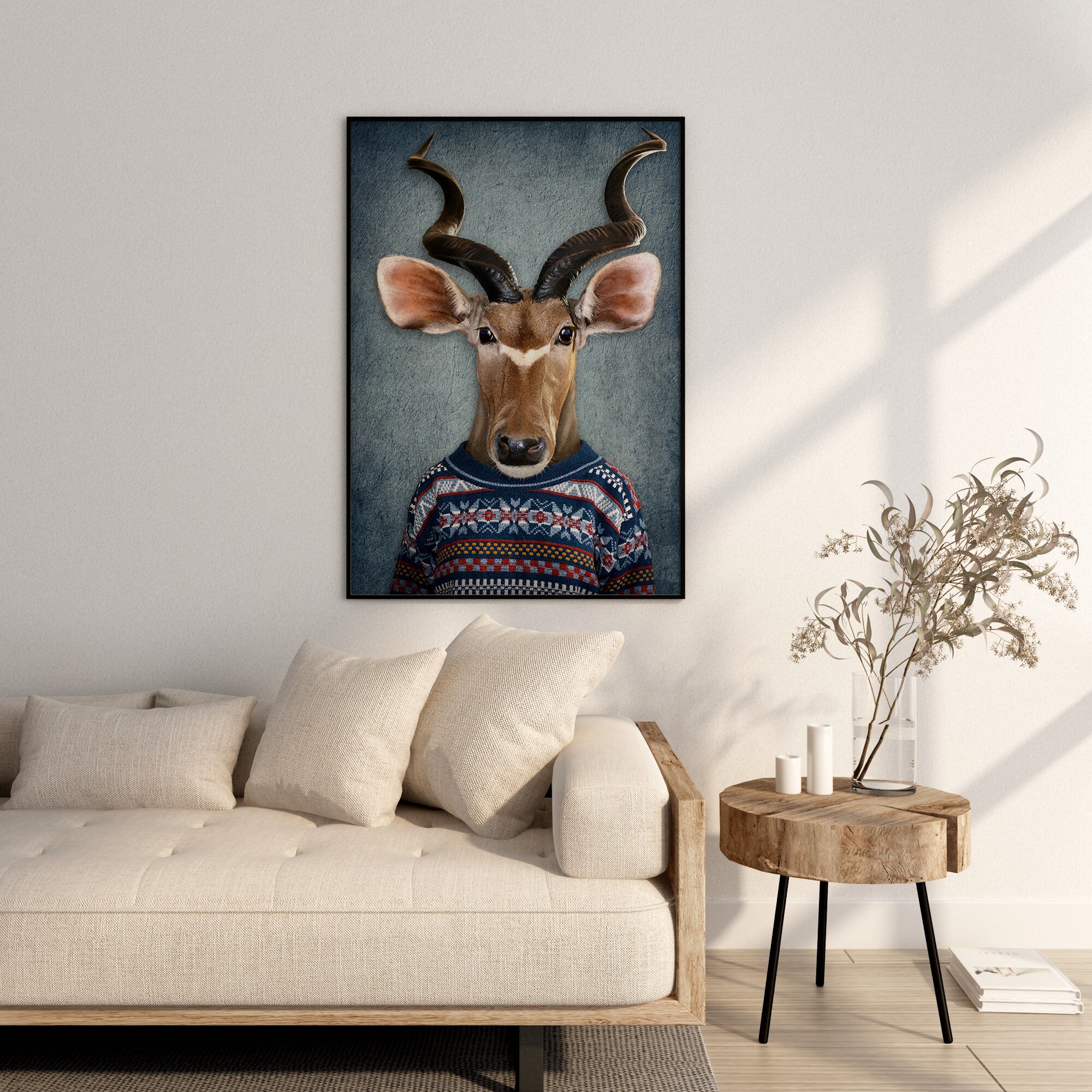 Antelope Vintage Portrait, Wintage Antelope Poster, Renaissance Animal ...