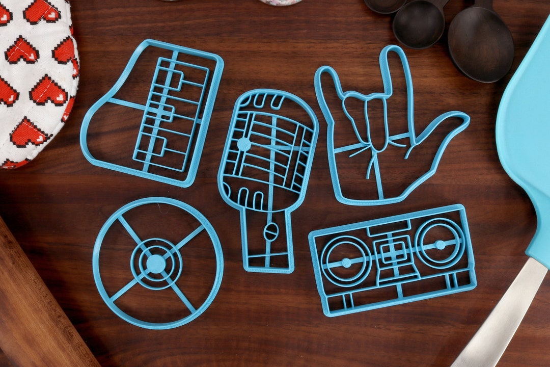 Rock N Roll Cookie Cutters - Boombox, Electronic Piano, Hand Horns ...