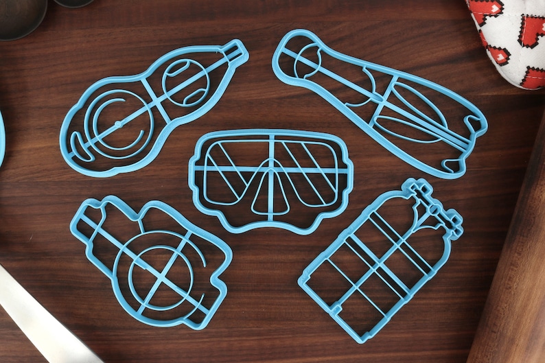Scuba Diving Cookie Cutters: Diver, Tank, Fins, Goggles - Set 1 - Etsy