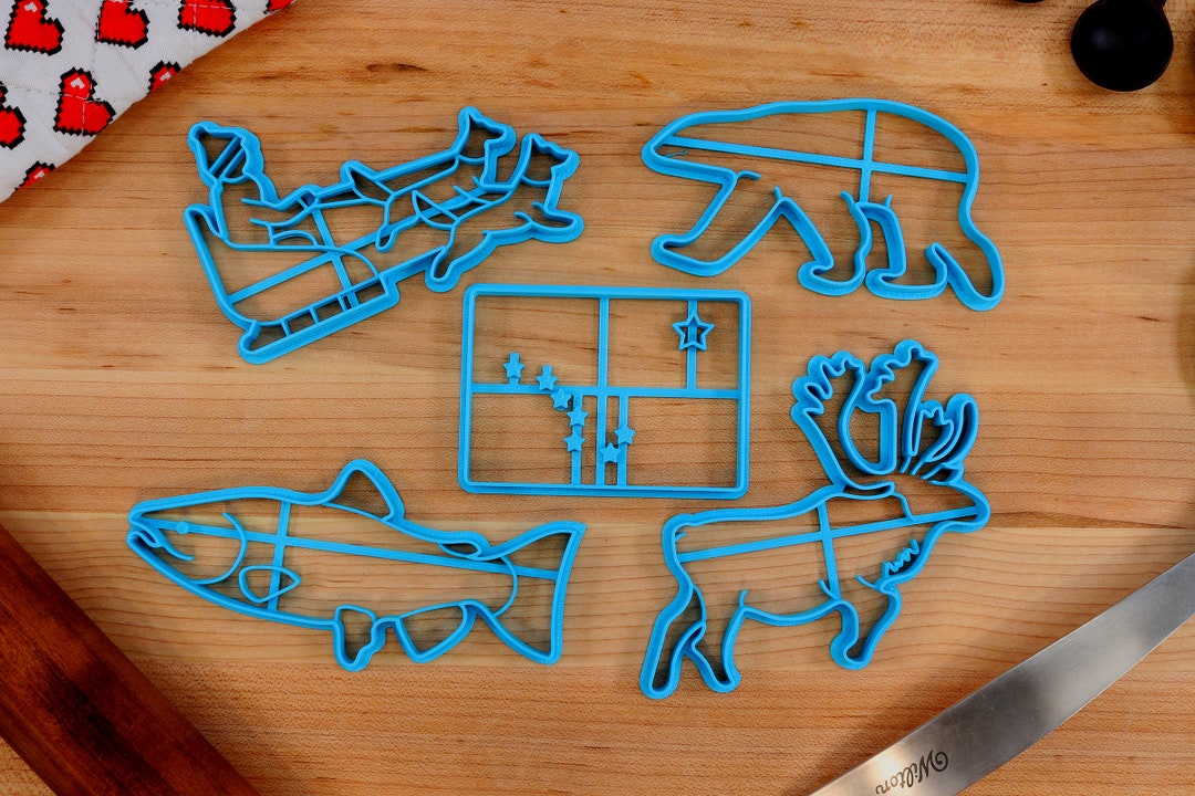 Alaska Cookie Cutters - Alaska State Outline, Alaska State Flag, Polar ...