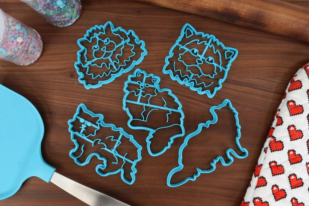 Selkirk Rex Cookie Cutters: Cat Face & Outline, Kitty Merch - Etsy