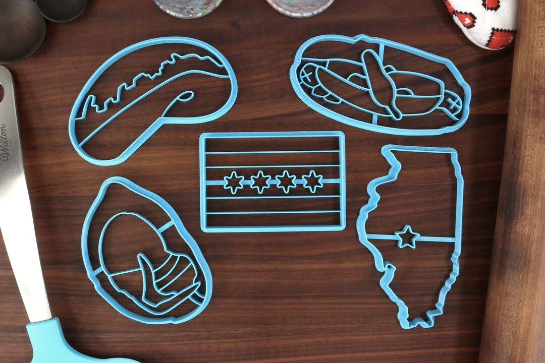 Illinois Cookie Cutters: Chicago Flag, Hot Dog, Cloud Gate, State ...