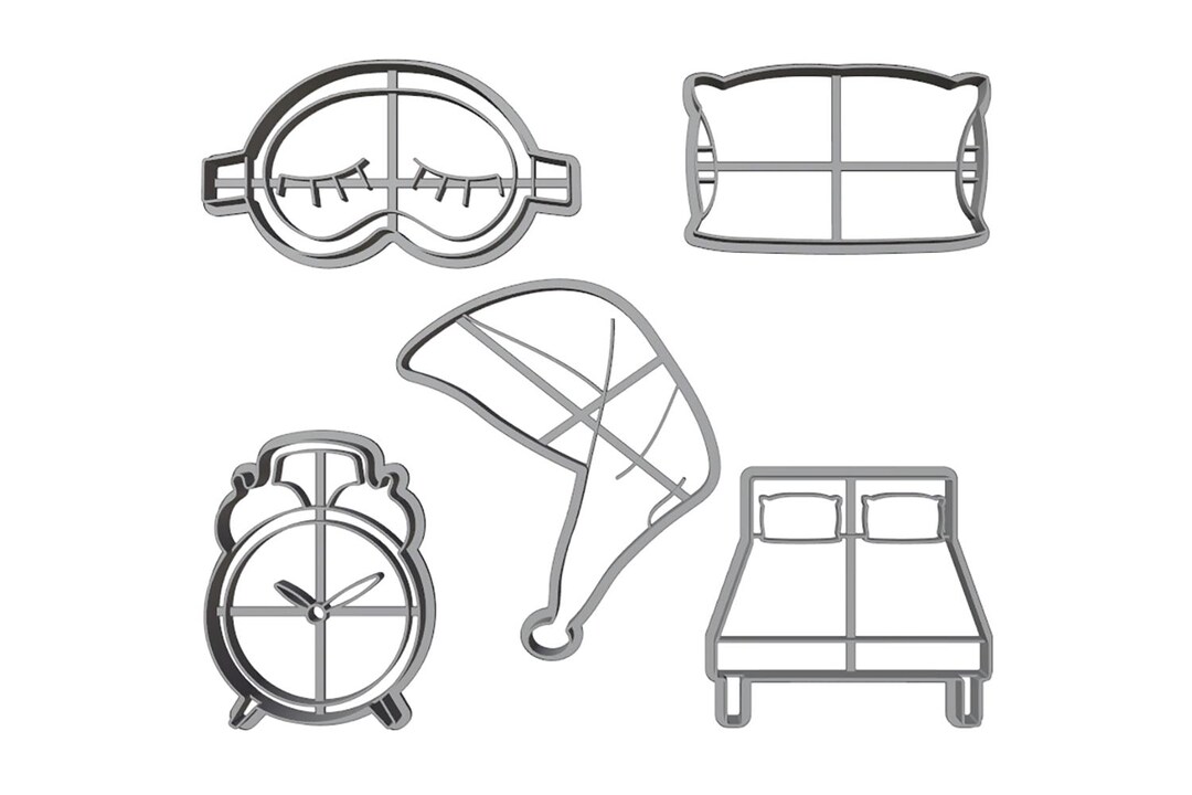 Bedtime Cookie Cutter 3D Print Models: Sleep Mask, Pillow, Clock ...