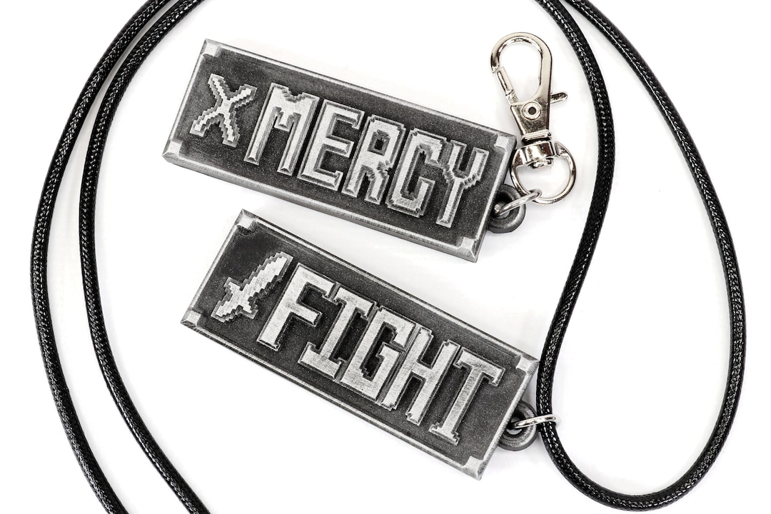 Undertale Mercy and Fight Keychain / Necklace - Deltarune Symbol ...