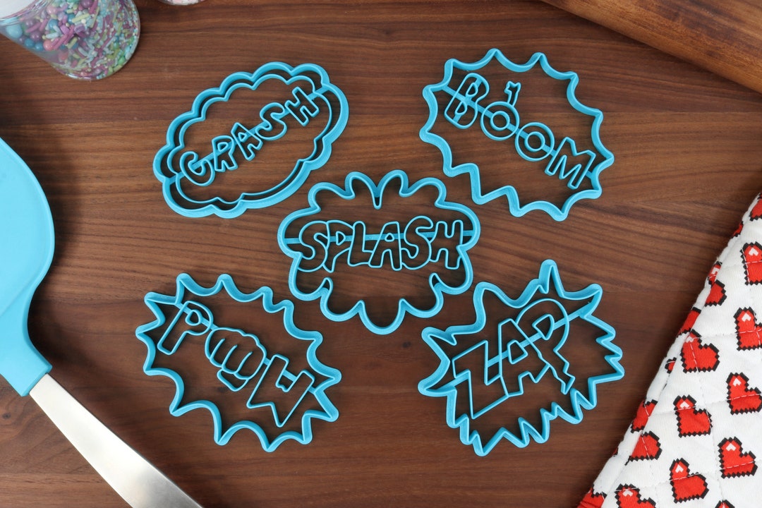 Comic Sound Effects Cookie Cutters: Boom, Pow, Zap, Crash, Splash - Etsy