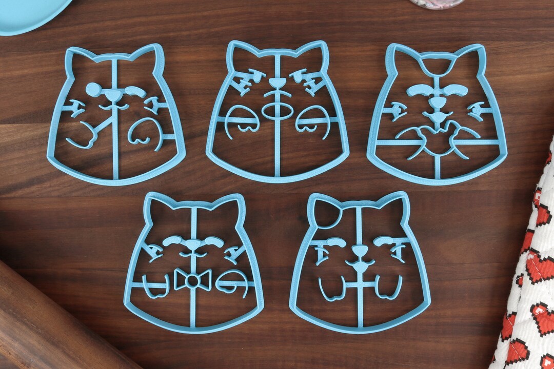 Round Cats Cookie Cutters - Angry Round Cat, Bowtie Round Cat, Hungry ...