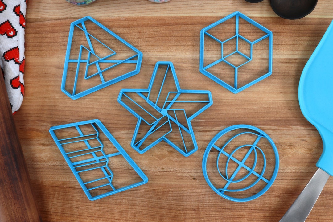 Optical Illusion Cookie Cutters - Disappearing Stairs, Double Cube ...