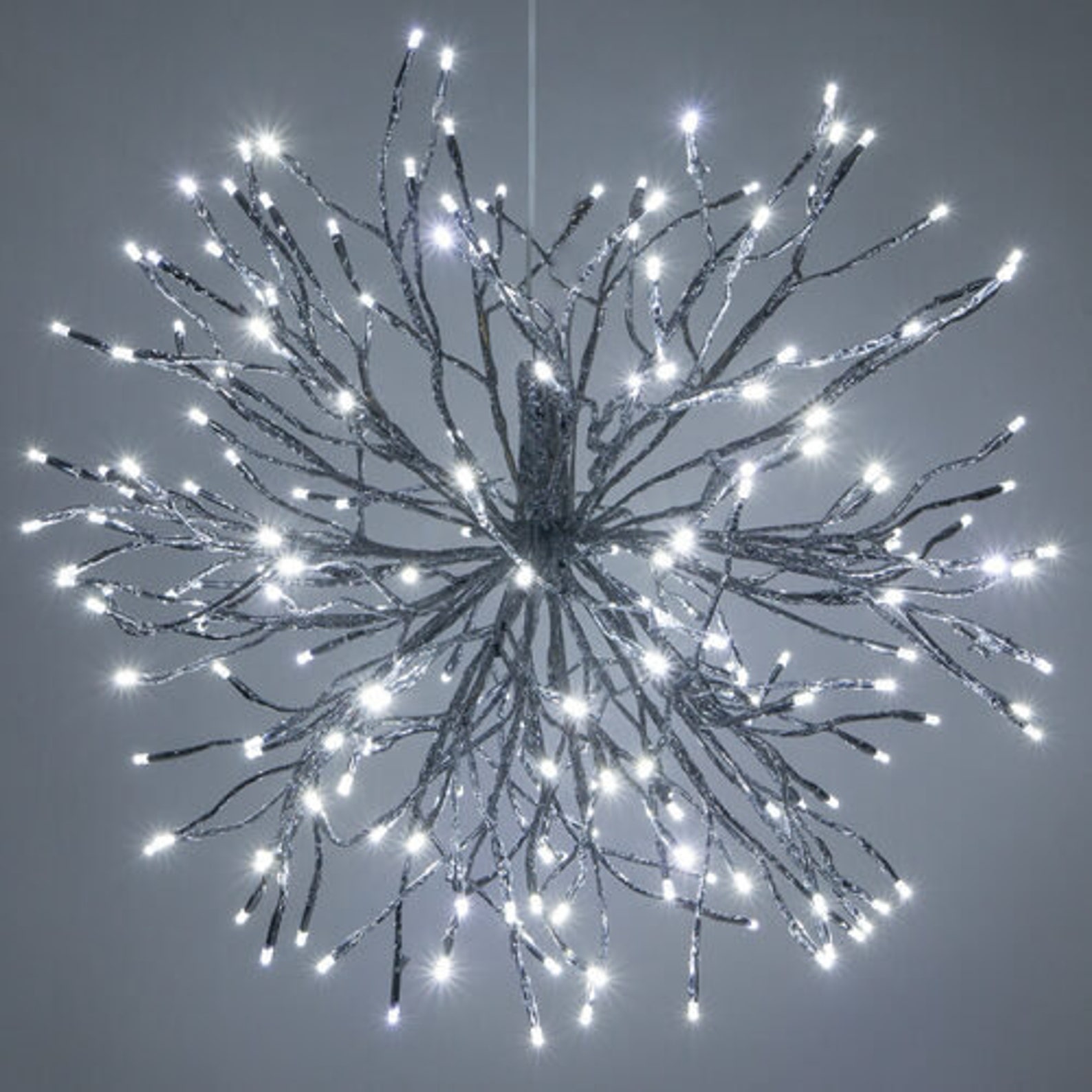 24" Silver Starburst Lighted Branches, Cool White LED With Twinkle ...