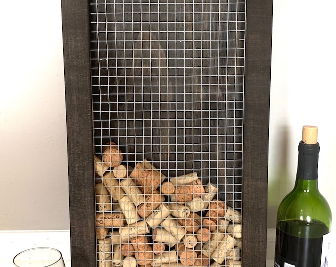 Farmhouse Style Wine Cork Box, Wine Cork Holder, Large Wine Cork Holder ...