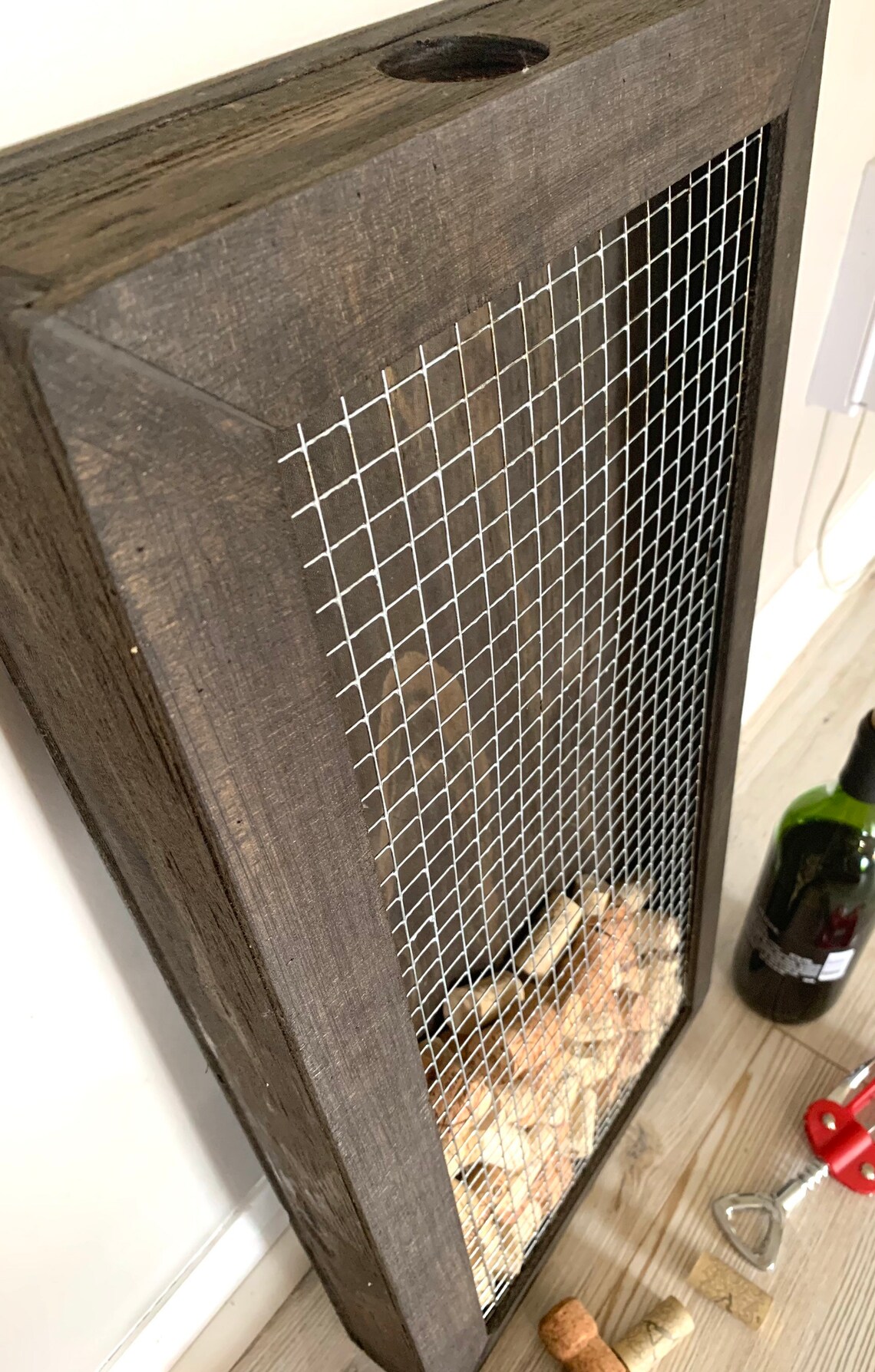 Farmhouse Style Wine Cork Box, Wine Cork Holder, Large Wine Cork Holder ...