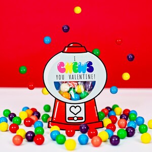 Gumball Machine Valentine Card: DIY Printable Class Valentines (PDF ...