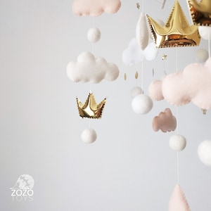 Baby Mobile - Crown Mobile - Princess Baby Crib Mobile - Girl Nursery ...