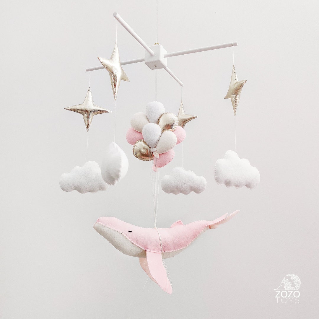 Whale Baby Mobile - Ocean Hanging Crib Mobile - Pink Nursery Mobile ...