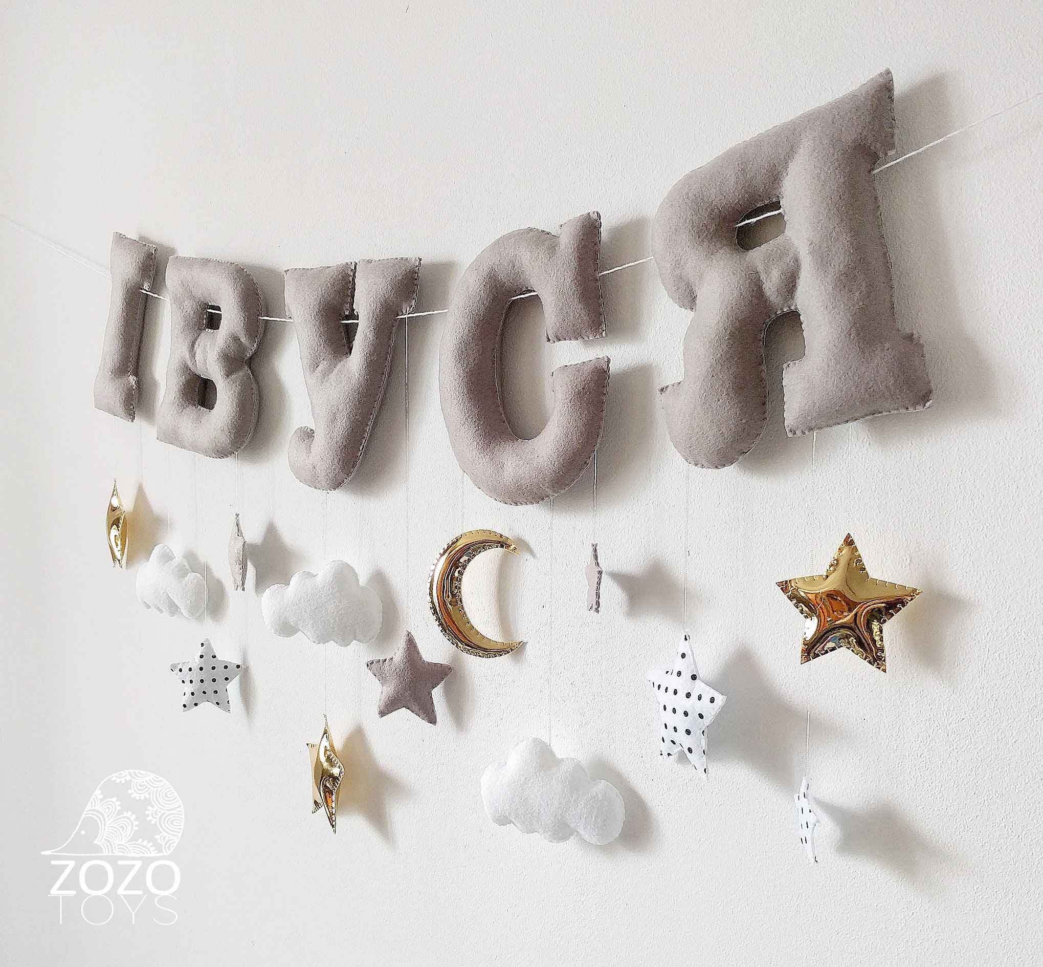 Baby Name Garland Personalized Name Banner Felt Nursery | Etsy