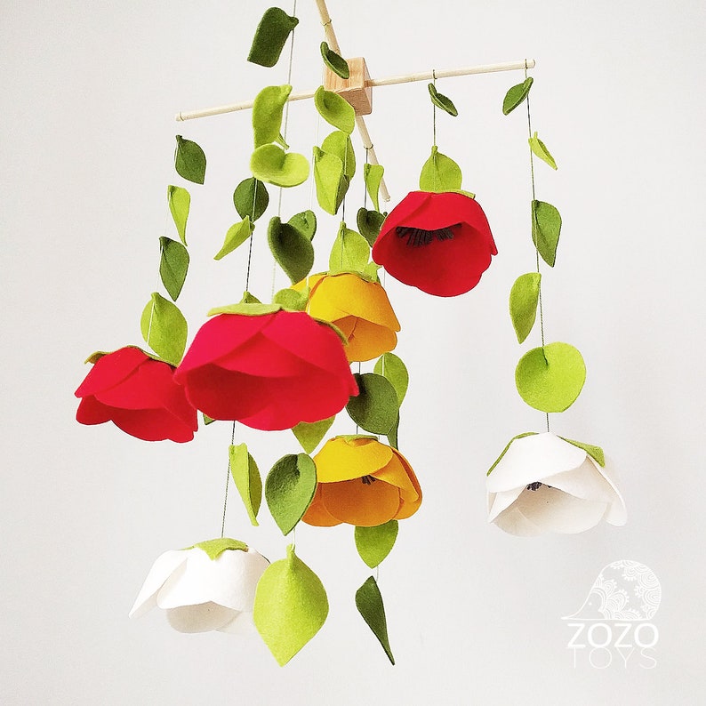 Baby Mobile Floral Baby Crib Mobile Felt Flower Mobile | Etsy