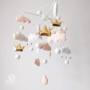 Baby Mobile - Crown Mobile - Princess Baby Crib Mobile - Girl Nursery ...