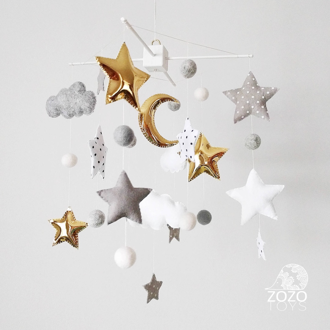 Nursery Mobile - Starry Night Baby Mobile - Baby Crib Mobile - Moon and ...