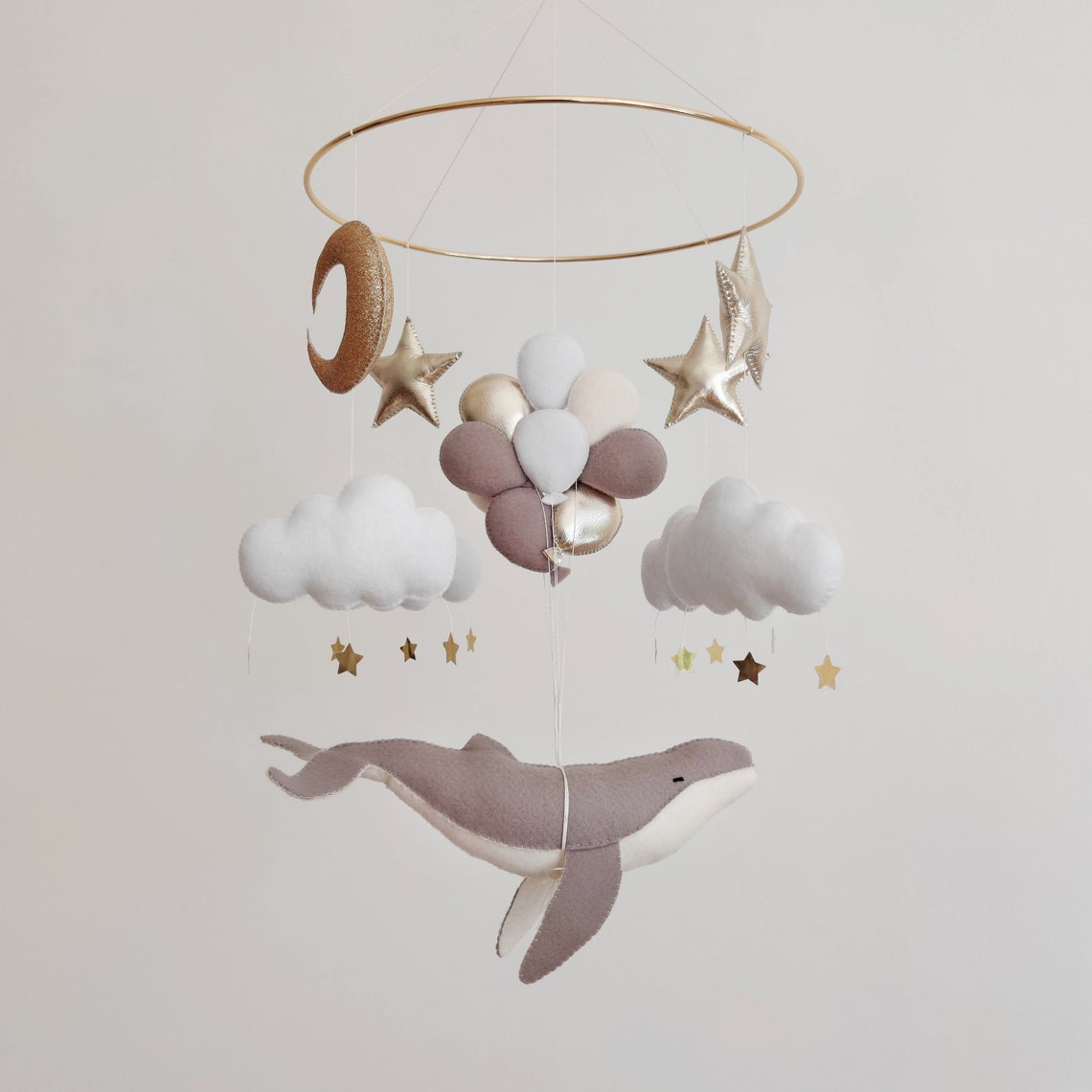 Whale Baby Mobile Fish Mobile Moon Baby Crib Mobile Grey - Etsy UK