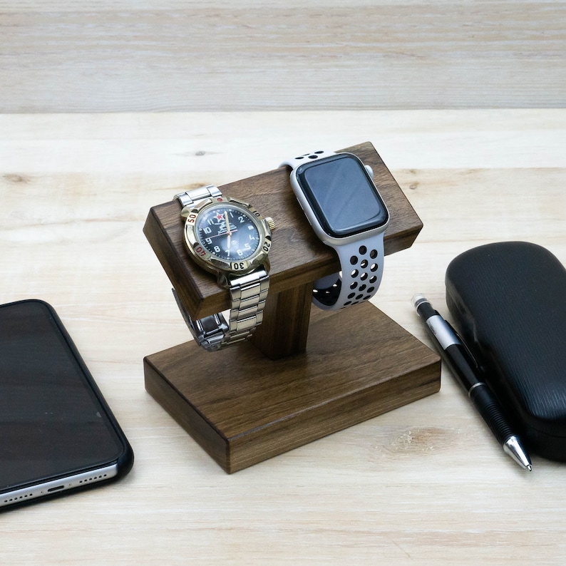 Walnut watch stand for 2 wristwatch wooden watch stand for | Etsy