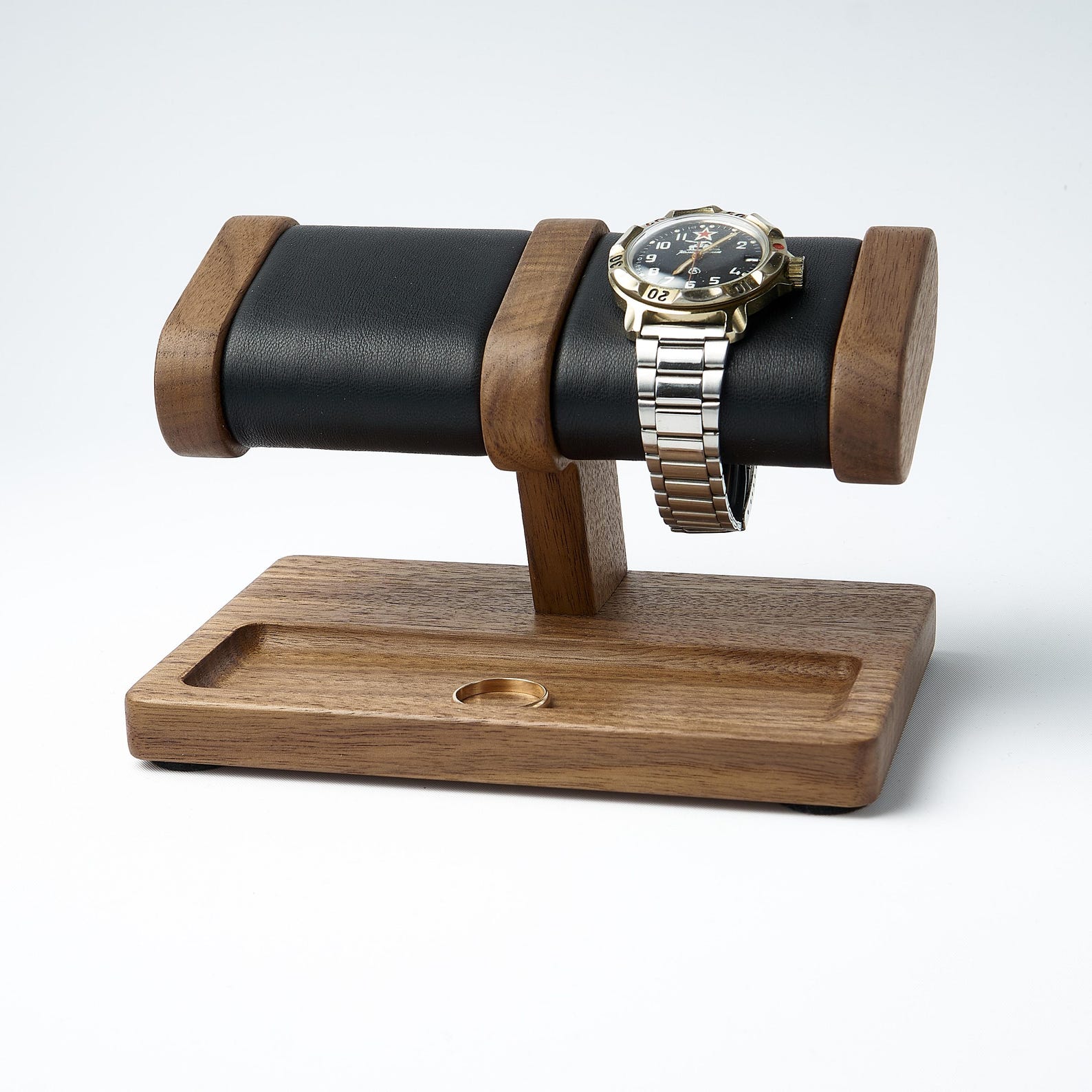 Personalized Wood Watch Stand for 2 Watches With Soft Pillow and Place ...