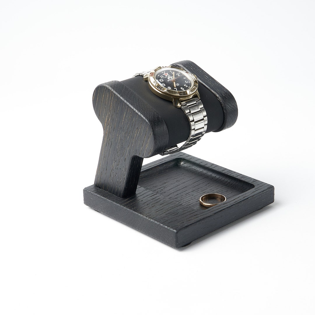 Personalized Watch Stand With Place for Storage Ring, Cufflinks Wooden ...