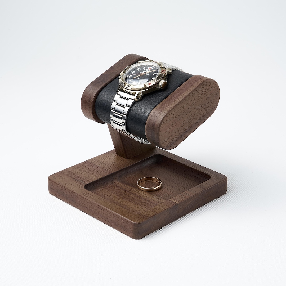 Wood Watch Stand for Men With Tray for Storage Ring and Any Jewelry ...