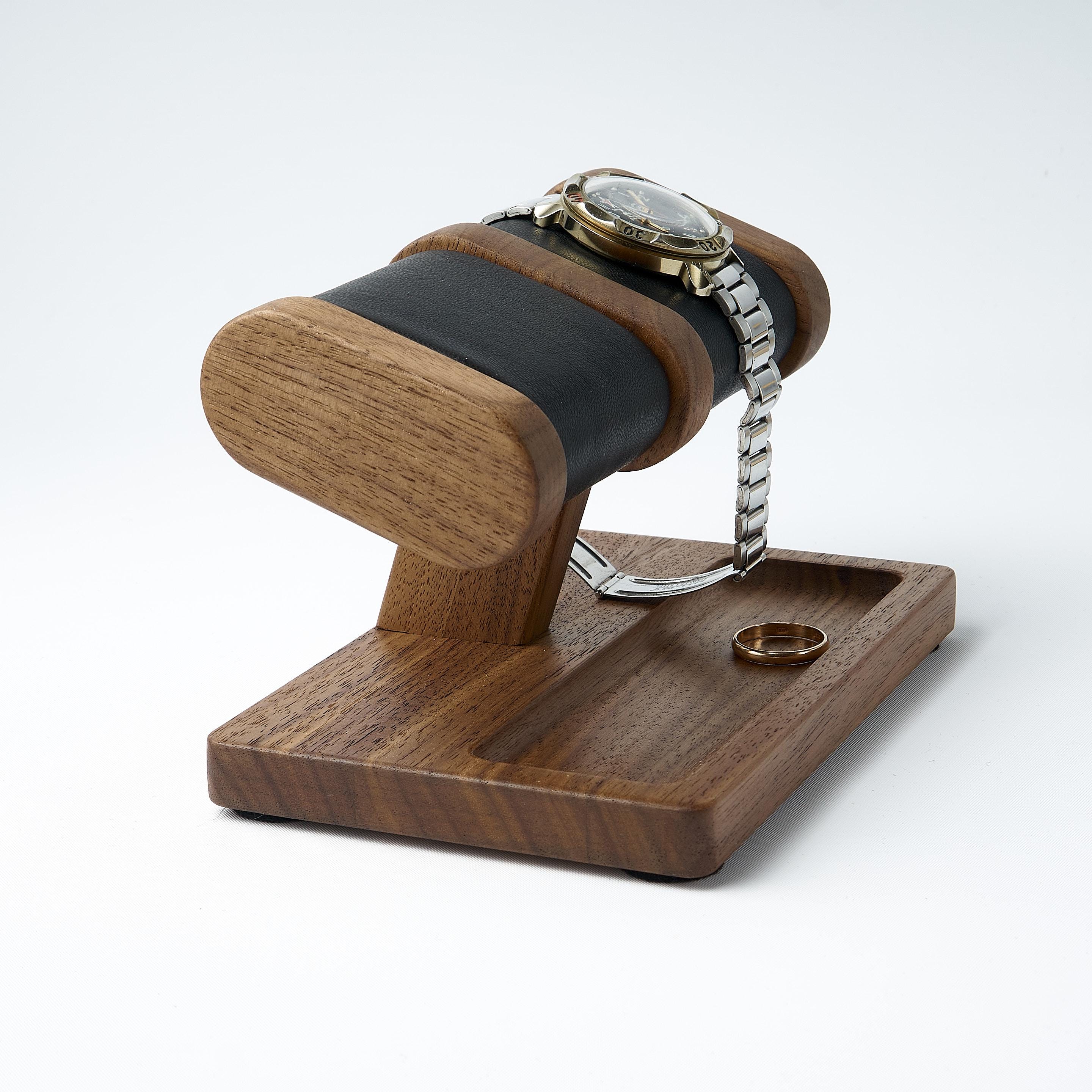 Wood Watch Stand for Men With Soft Pillows for 2 Wristwatches With a ...