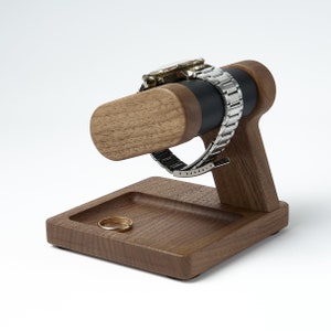 Wood Watch Stand for Men With Tray for Storage Ring and Any Jewelry ...
