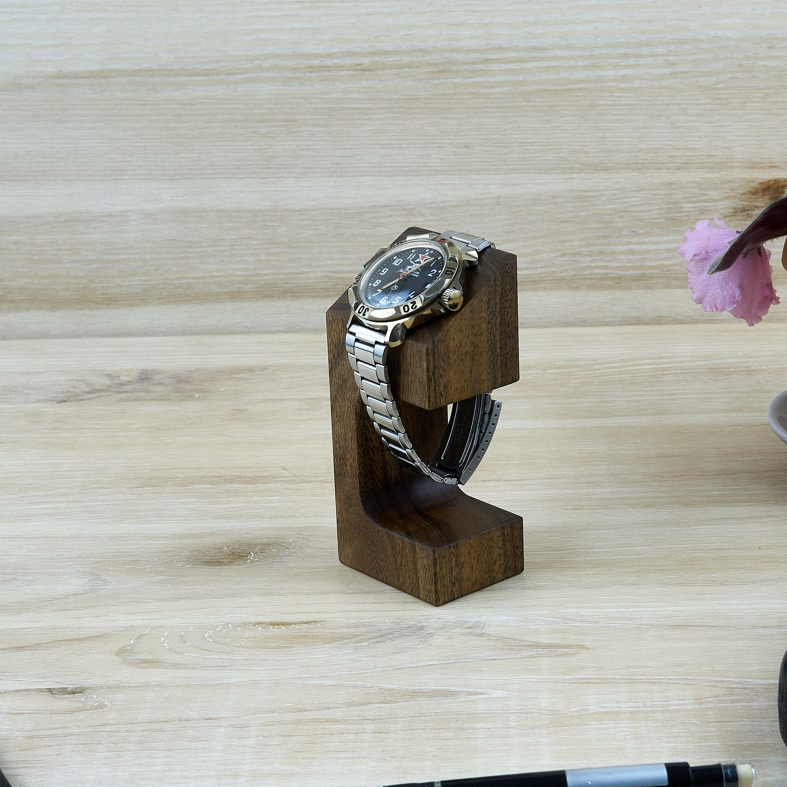Wooden Watch stand for mens wristwatch walnut oak fumed oak | Etsy
