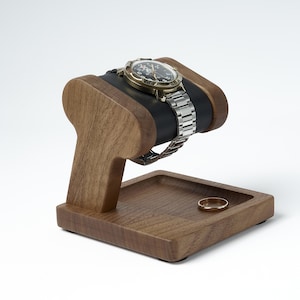 Wood Watch Stand for Men With Tray for Storage Ring and Any Jewelry ...