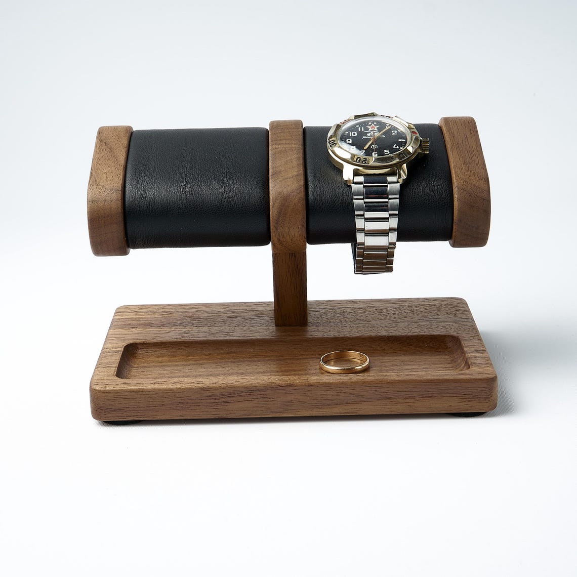 Personalized Wood Watch Stand for 2 Watches With Soft Pillow and Place ...