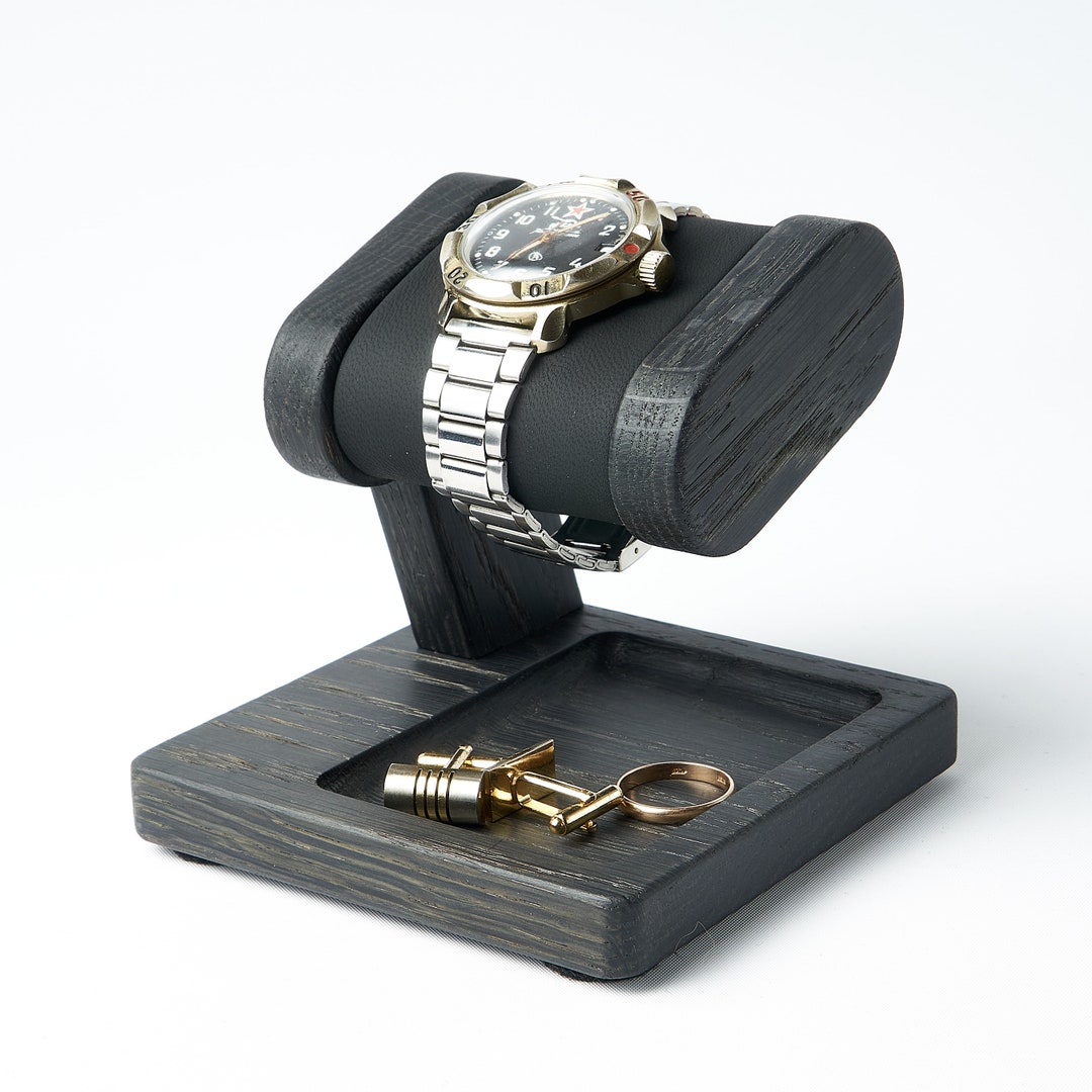 Personalized Watch Stand With Place for Storage Ring, Cufflinks Wooden ...