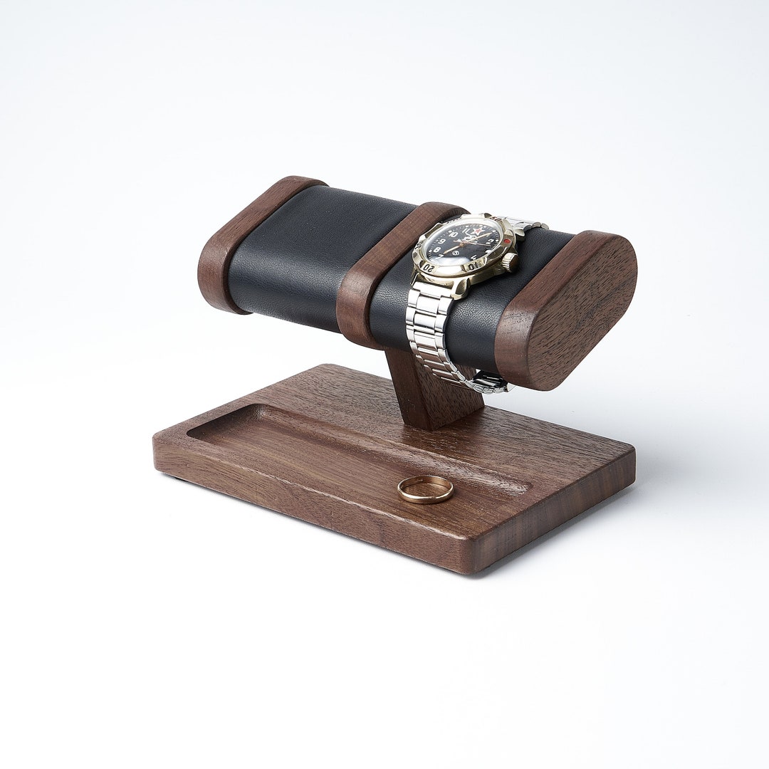 Wood Watch Stand for Men With Soft Pillows for 2 Wristwatches With a ...