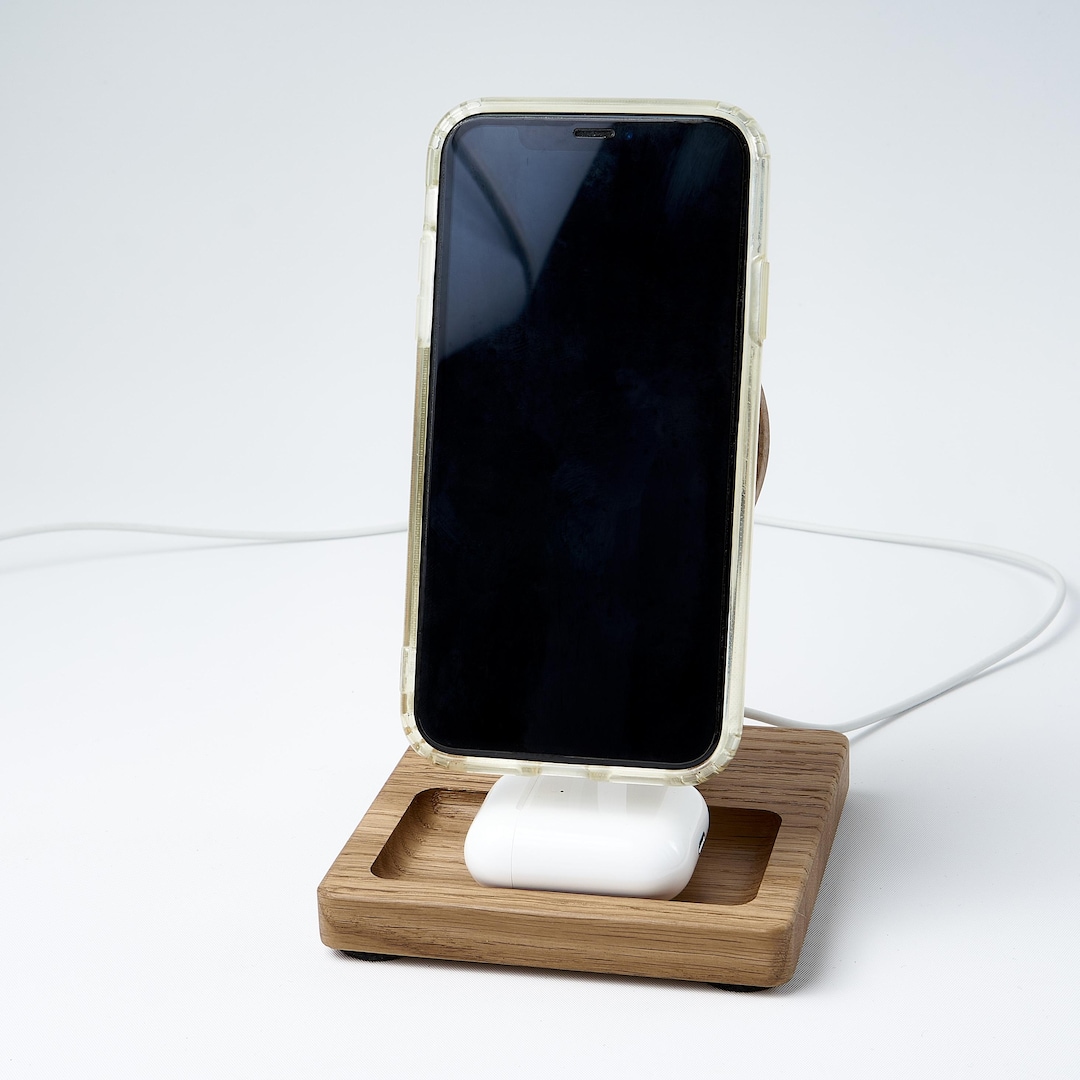 Wooden Magsafe Stand for iPhone With a Tray for Storage Charger, Key ...