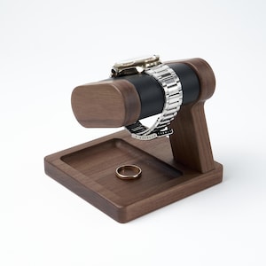 Wood Watch Stand for Men With Tray for Storage Ring and Any Jewelry ...