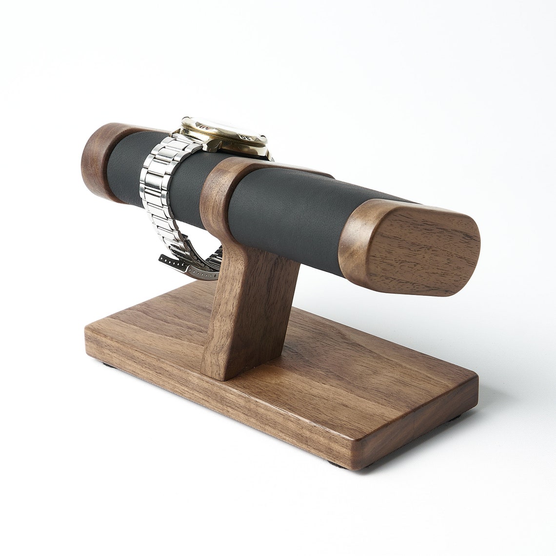 Wood Watch Stand With a Soft Leather Pillow for 2 Men's Wristwatches - Etsy