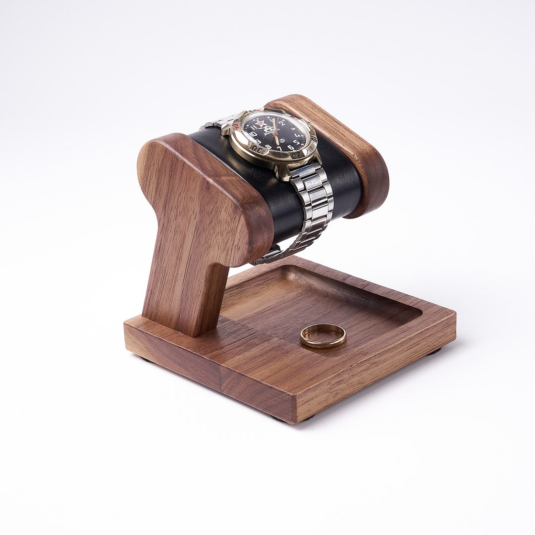 Wood Watch Stand for Men's Wristwatch With a Pocket for - Etsy