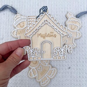 NEW 2024 DESIGN Personalized Gingerbread House and Kids Wooden Ornament ...