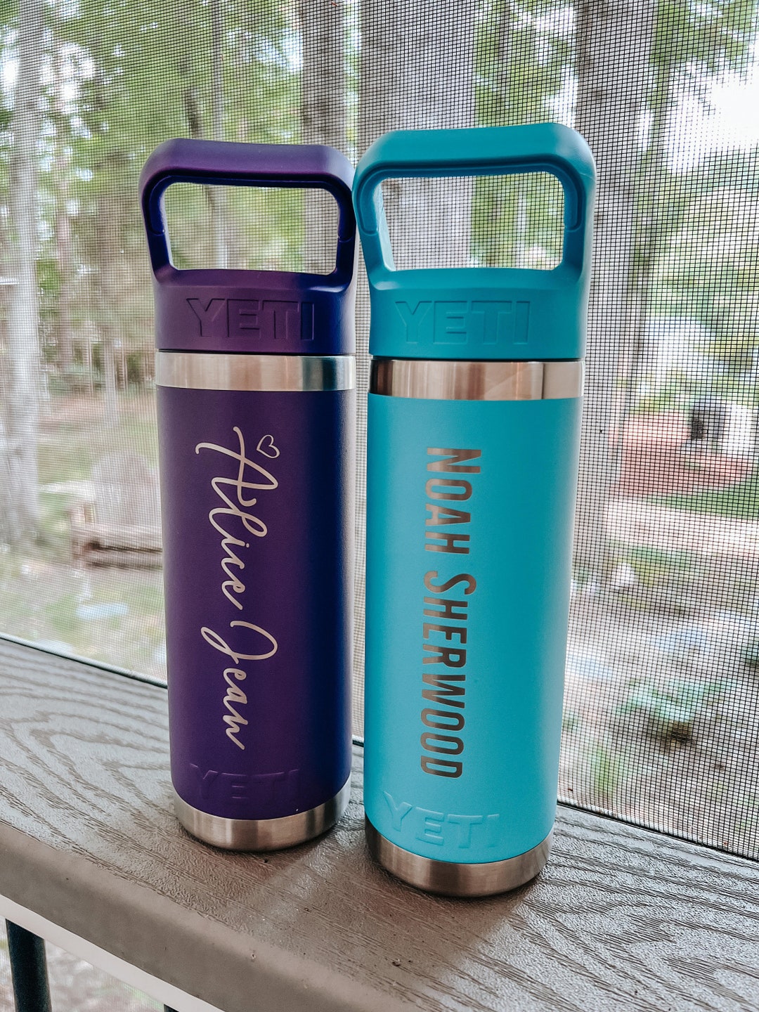 Personalized YETI 18oz Rambler Water Bottle With Matching Straw Cap ...