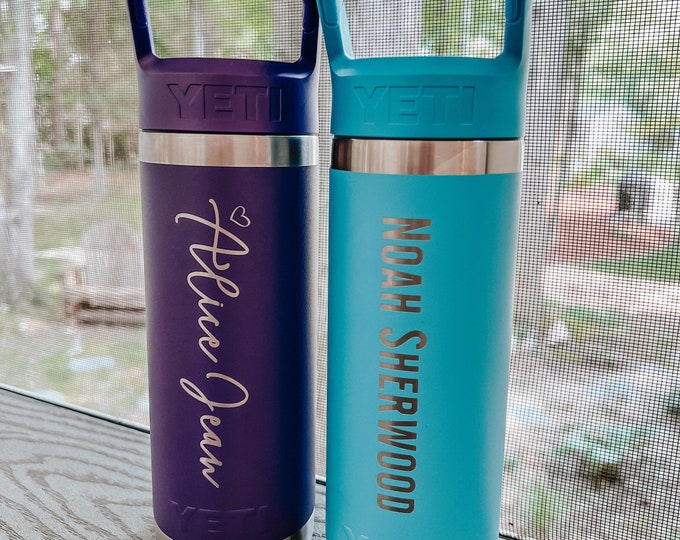 Personalized YETI 18oz Rambler Water Bottle With Matching Straw Cap ...