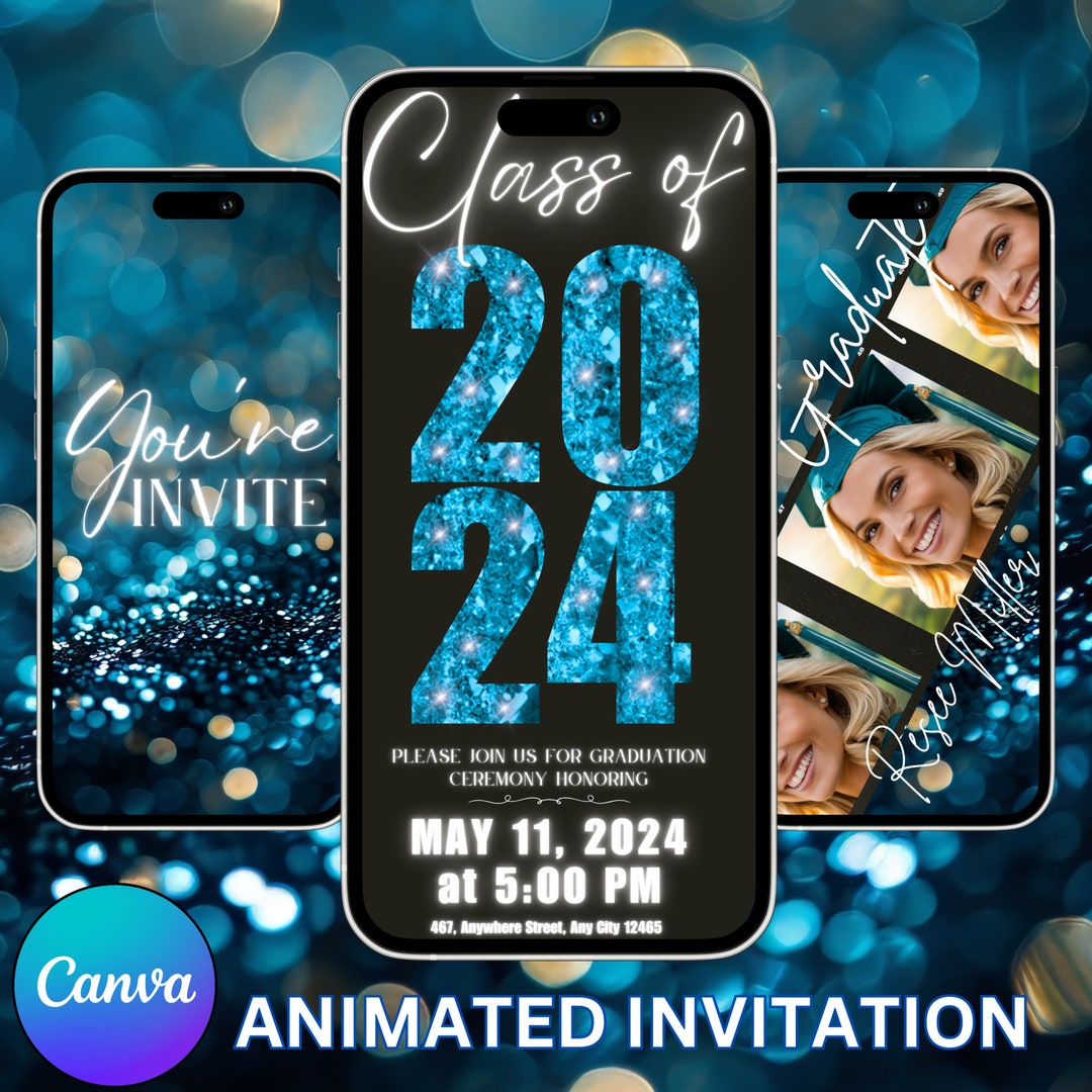 Teal Graduation Invitation Digital, College Graduation Party, 2024 ...