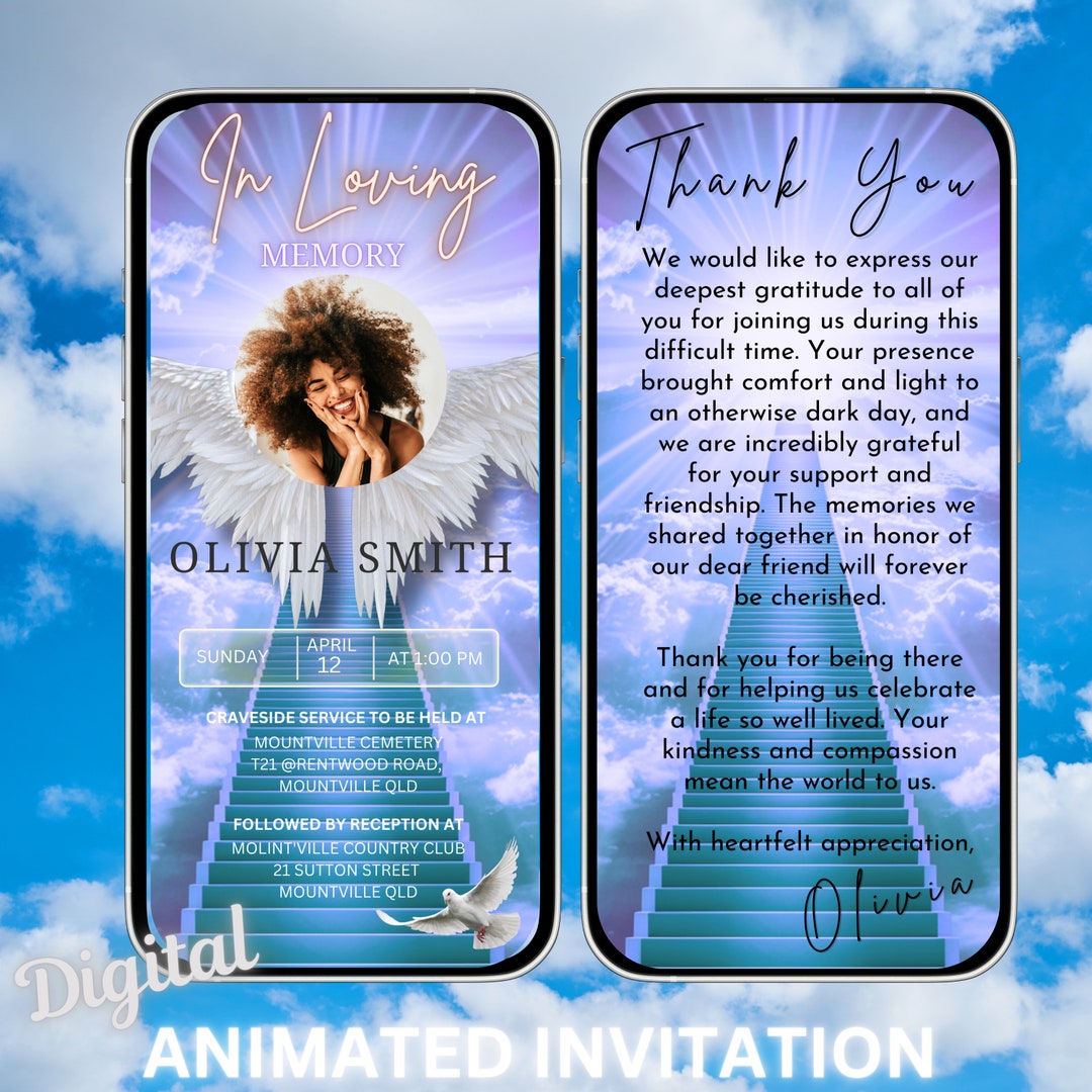 Digital Heaven Sky Funeral Invitation Template, Memorial Service ...