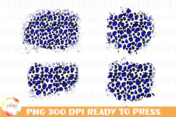 Blue White Leopard Distressed Leopard Print Patches PNG - Etsy