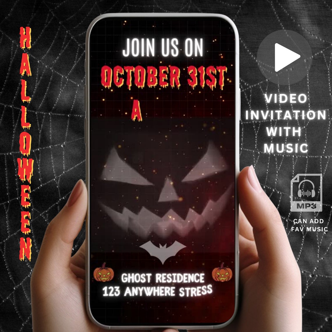Digital Pumpkin Carving Video Invitation, Halloween Game Night Party Idea, Gothic Video ...