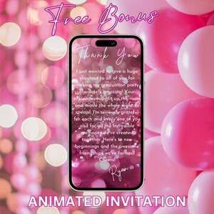 Pink Graduation Invitation Boy, Digital Grad Party Invitation Video ...