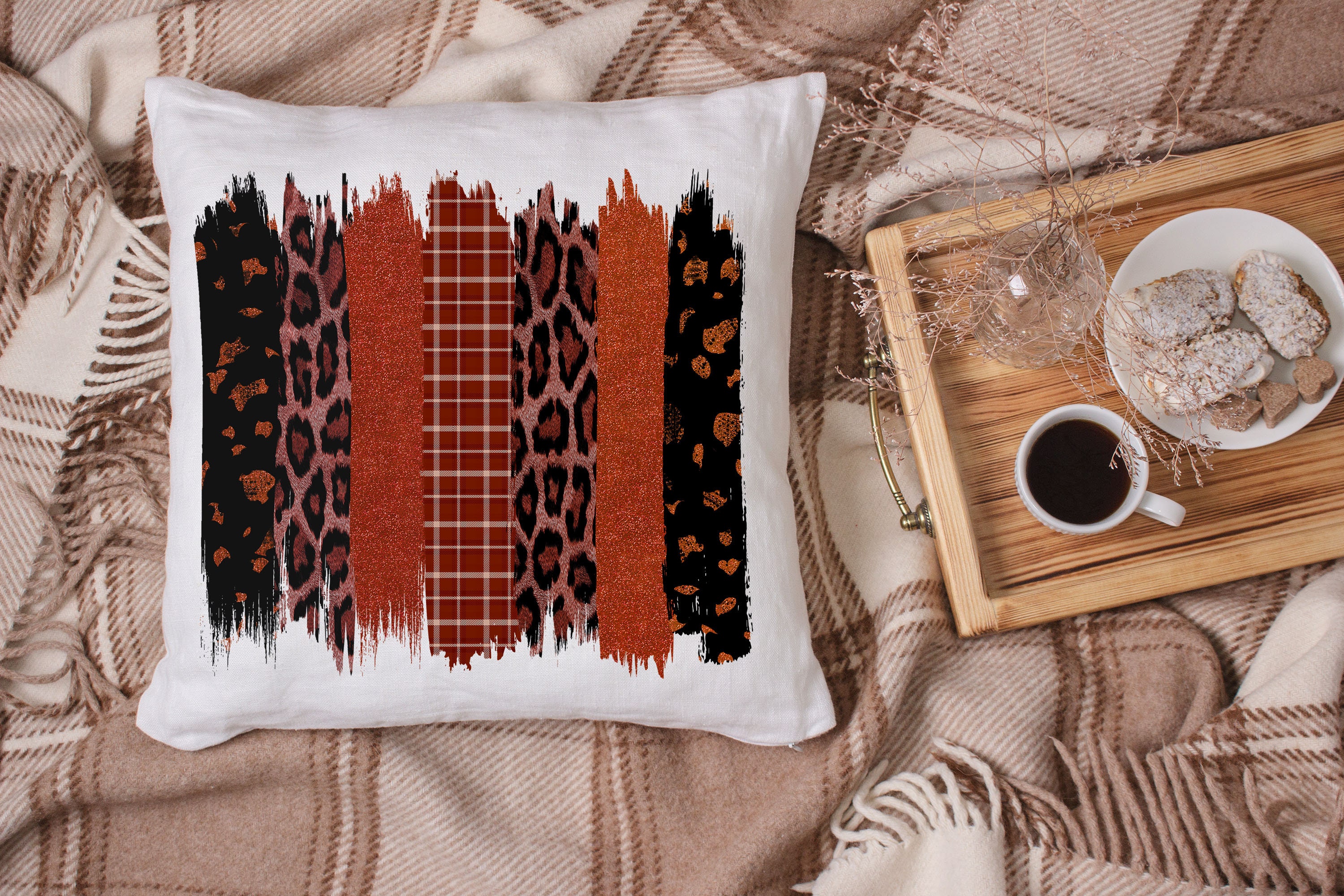Fall Brush Stroke Distressed PNG for Sublimation, Thanksgiving Leopard ...